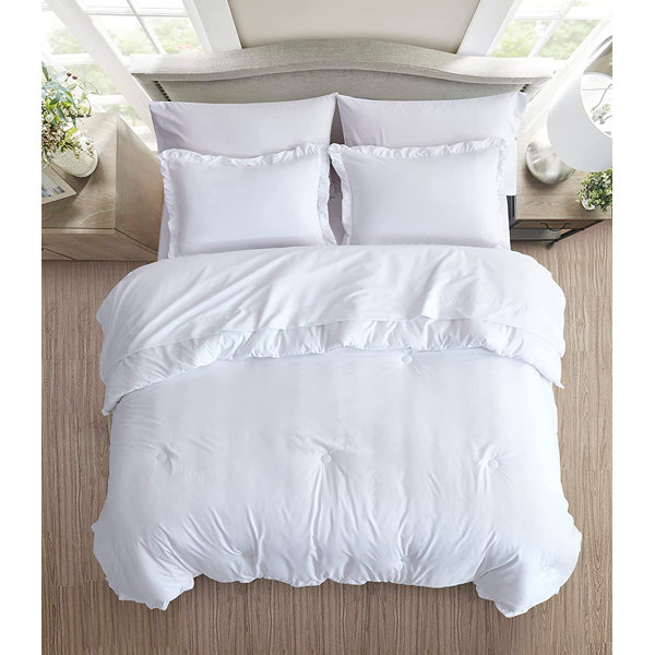 Chezmoi Collection Ruffled Edge Microfiber Bed in a Bag Comforter Set ...